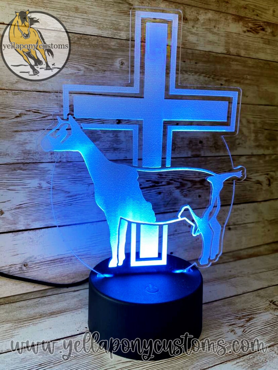 Religious Alpine Dairy Goat & Cross Color Changing LED Light, Christian ...