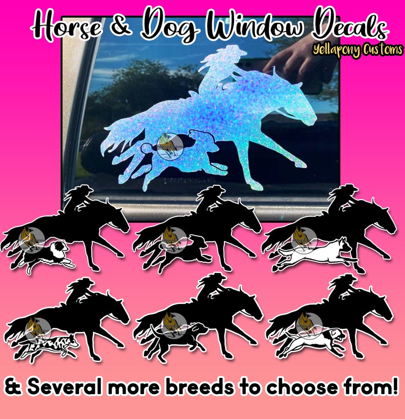 6" Horse & Dog Window Decal Multiple Breeds, Vinyl Decal for Horse ...