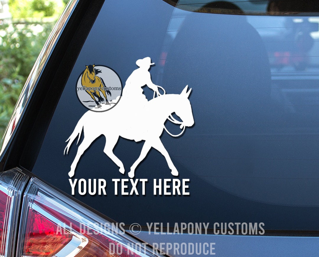 Cowboy Riding Mule Decal, Vinyl Window Decal for Mule Lover, Mule Decal ...