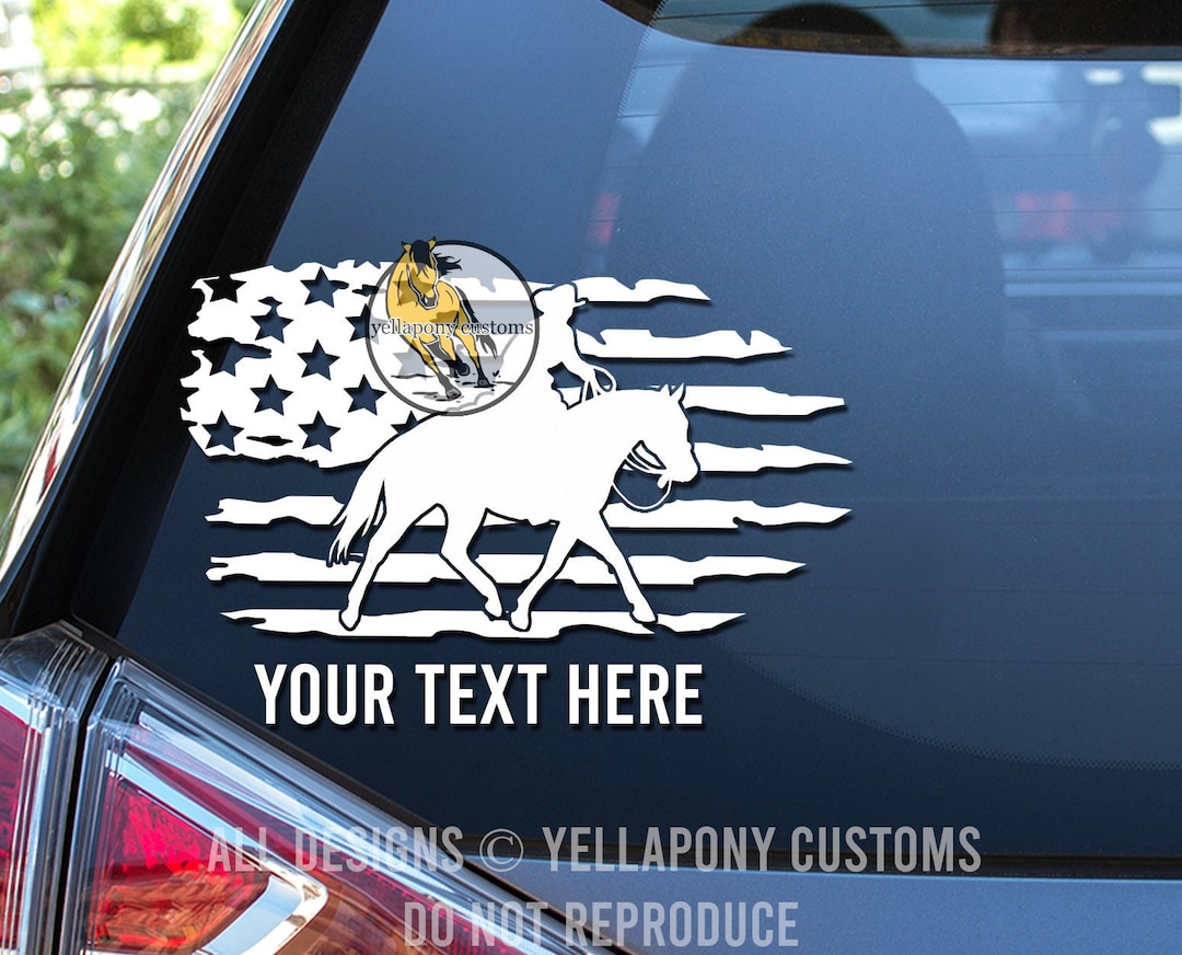 Custom American Flag & Ranch Riding Cowboy Decal | Show | Horse ...
