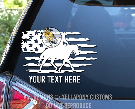 Custom American Flag & Ranch Riding Cowboy Decal Show - Etsy