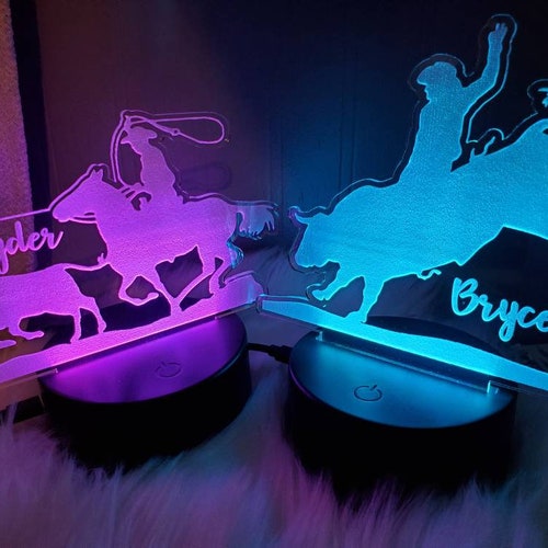 Bull Rider Cowboy Light Personalized Free LED Night Lamp - Etsy