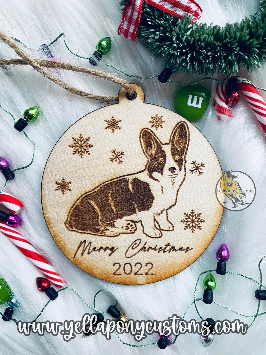 Rustic Wooden Pembroke Welsh Corgi Christmas Ornament, Custom Corgi Dog ...