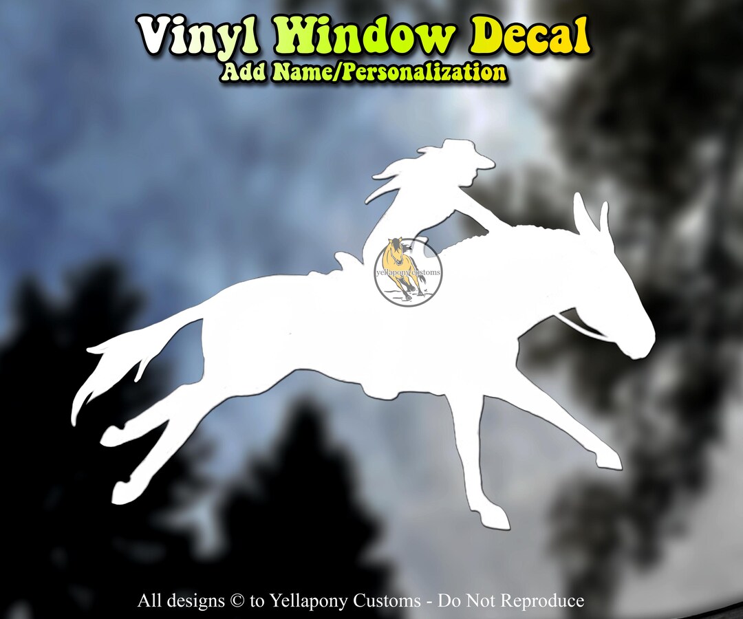 Mule & Cowgirl High Quality Vinyl Car Window Sticker, Saddle Mule ...