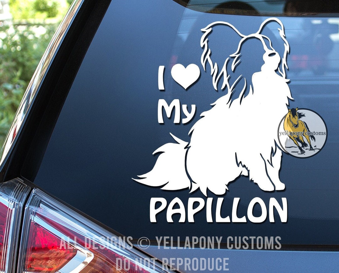 I Love My Papillon Permanent Vinyl Window Decal, Gift for Papillon Dog ...
