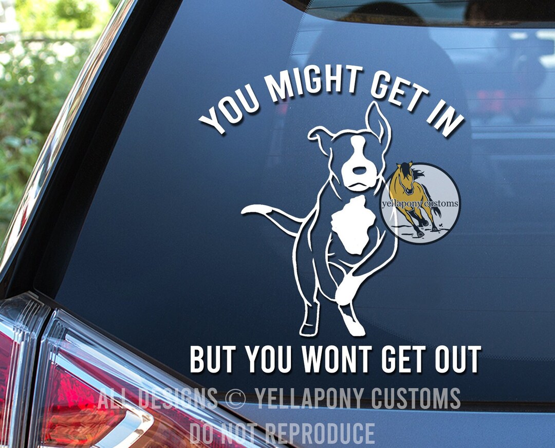 Funny Guard Pitbull Dog Permanent Vinyl Window Decal, Gift for Pitbull ...