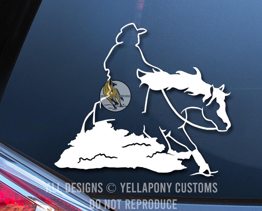 Reining Horse Decal, Western Cowboy Decal, Reining Horse Vinyl Sticker ...