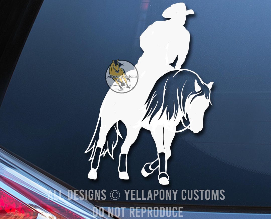 Ranch Riding Horse Decal, Reining Horse Sticker, Western Quarter Horse ...