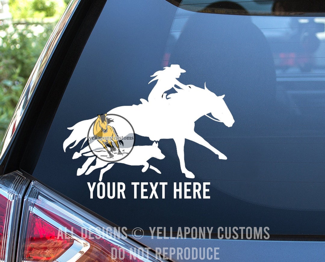 Galloping Horse, Cowgirl, & Dog Decal for Car, Truck, Horse Trailer ...