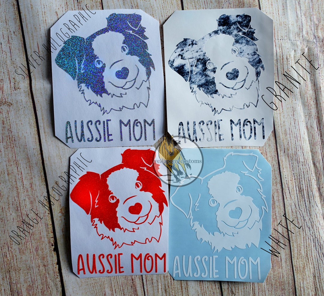 Aussie Mom Decal, Australian Sheperd Vinyl Window Decal for Aussie ...