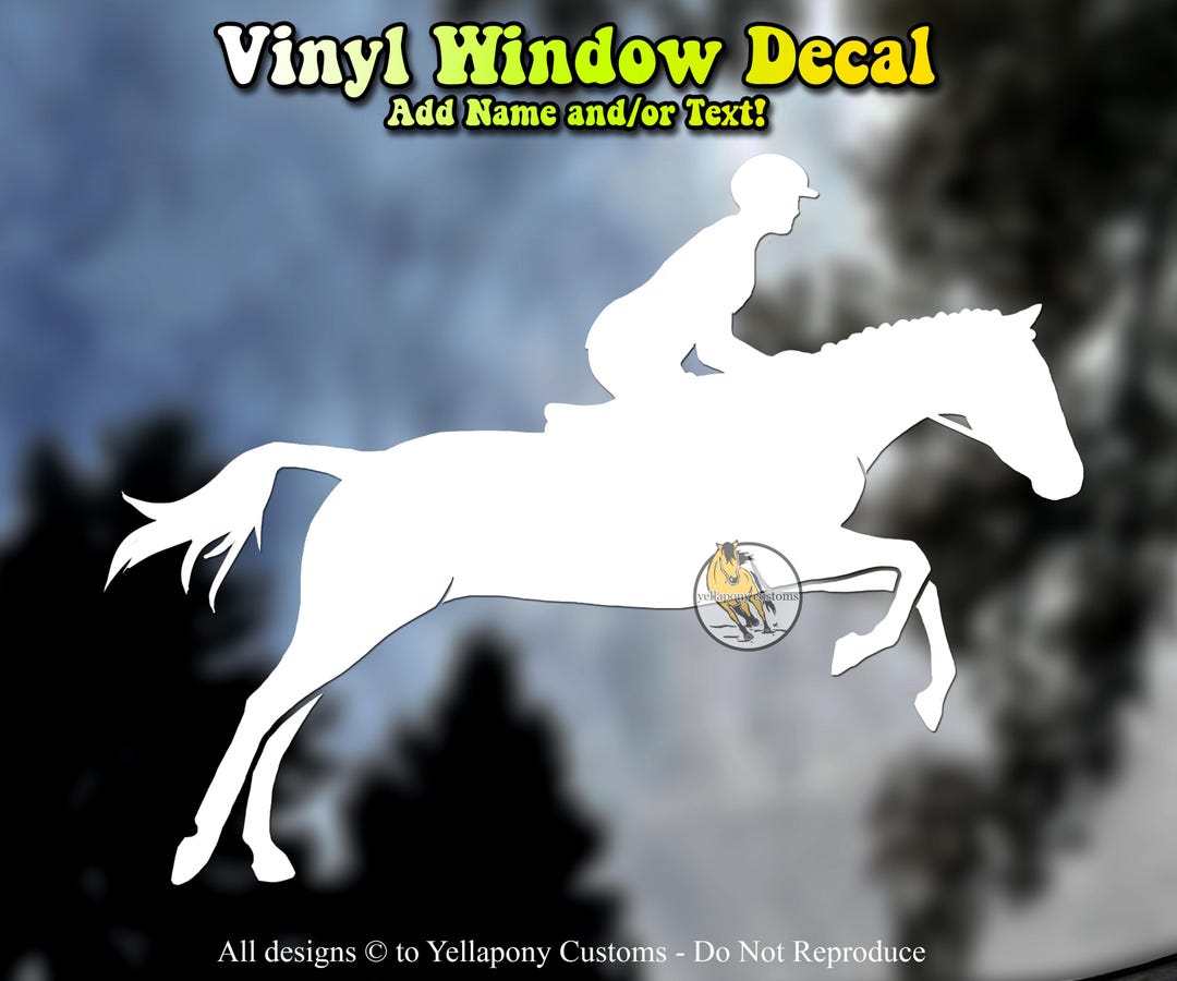 Jumping Horse Vinyl Car Window Decal, English Horse Jumping Vinyl Decal ...