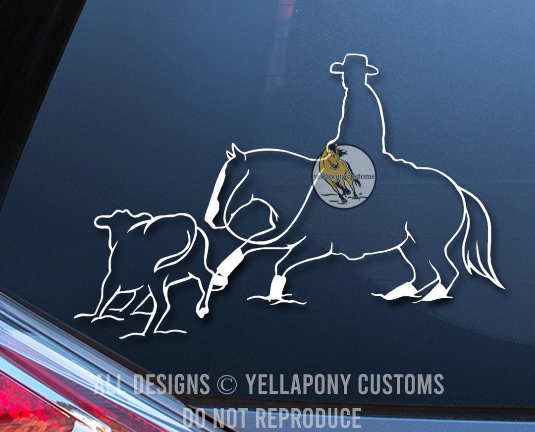 Cutting Horse Sticker, Western Cutting Horse Vinyl Decal for Car, Truck ...
