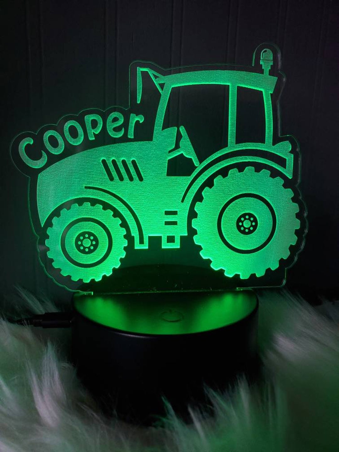 Personalized Farm Tractor Night Light for Kids, Color Changing Tractor ...