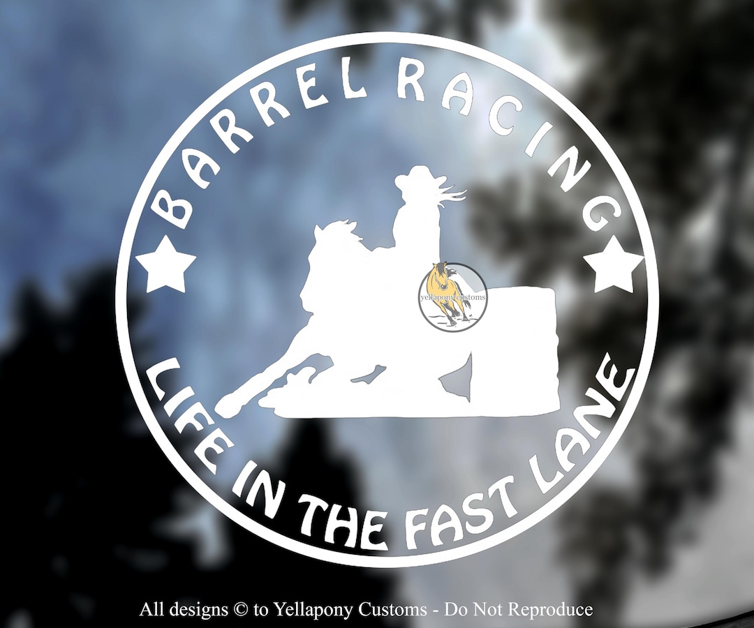 Barrel Racing Horse Window Sticker, Permanent Vinyl Decal for Barrel ...