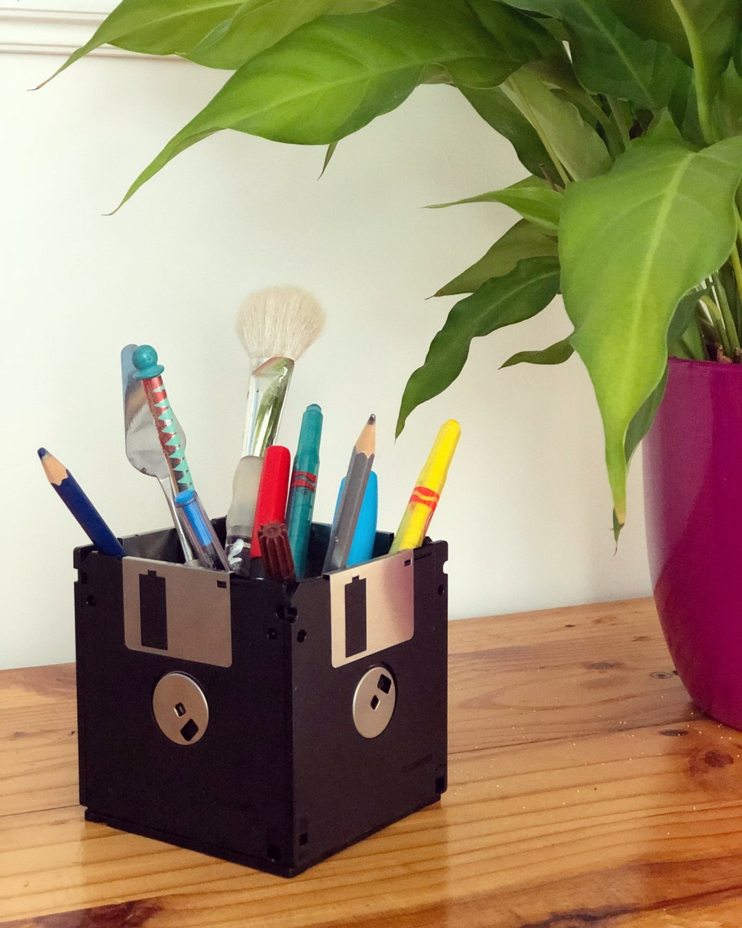 Floppy Disk Desk Tidy Upcycled black - Etsy
