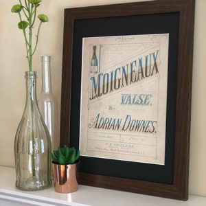 Vintage Sheet Music Cover Framed and Mounted 'moigneaux Valse' Adrian ...