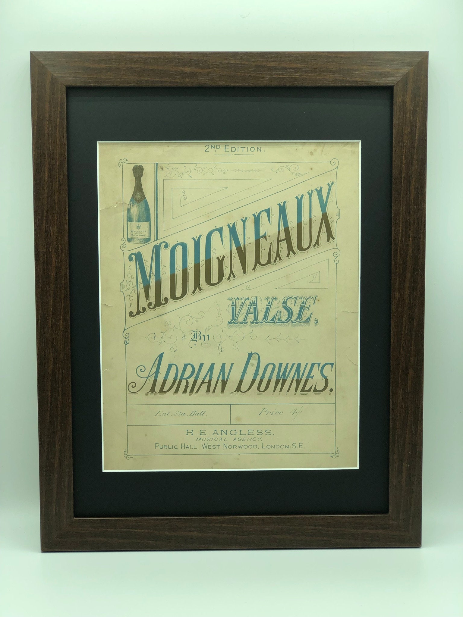 Vintage Sheet Music Cover Framed and Mounted 'moigneaux Valse' Adrian ...