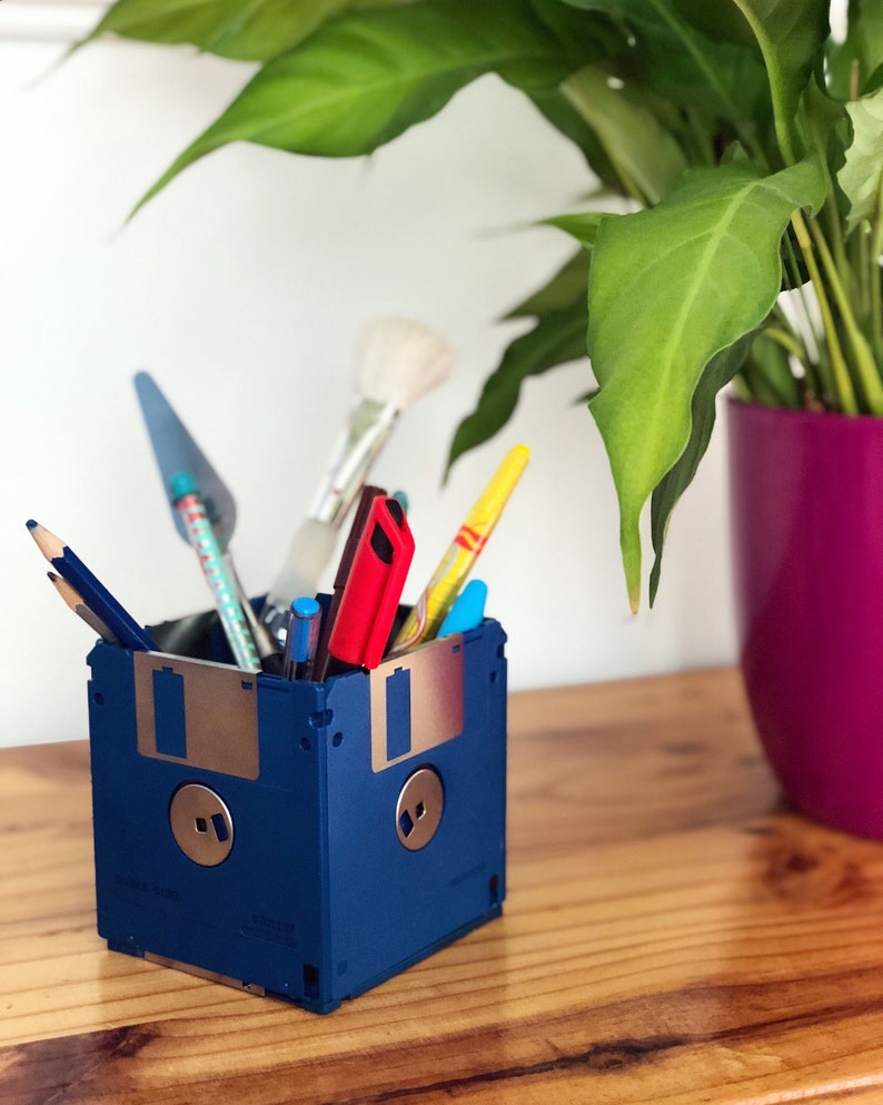 Floppy Disk Desk Tidy Upcycled blue - Etsy UK