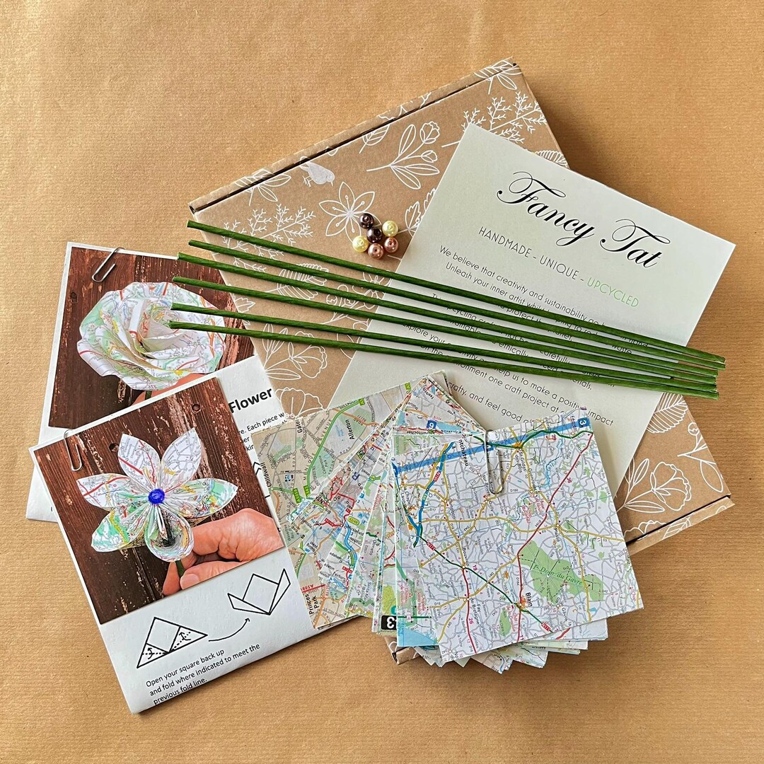 DIY Origami Flower Kit , Craft Kit , Origami , Upcycling , Paper Flower ...