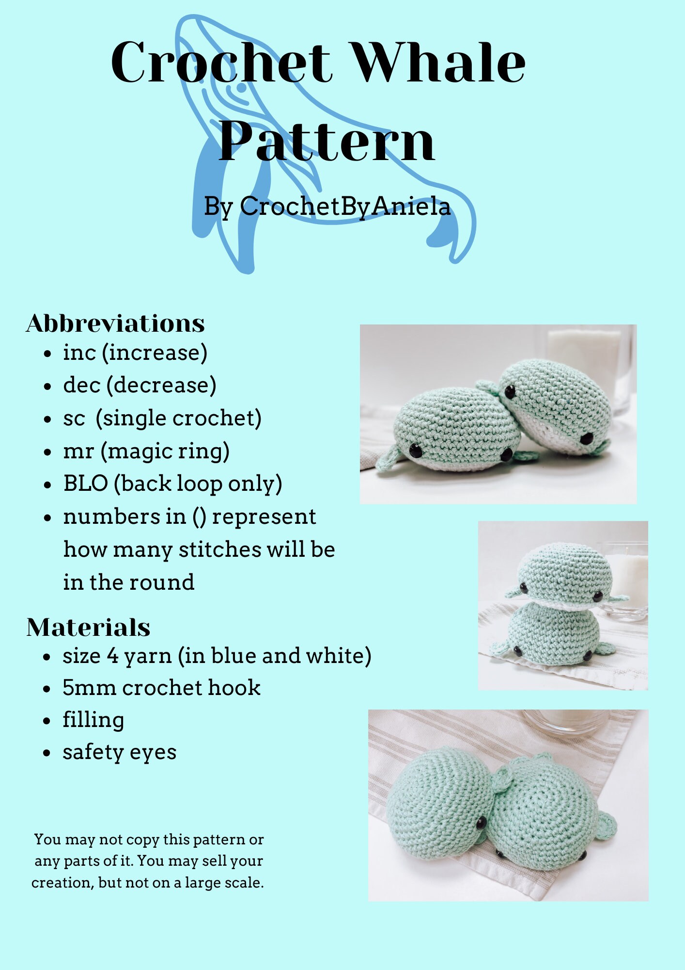 PATTERN Whale Crochet Beginner Friendly Crochet Animal How To's - Etsy