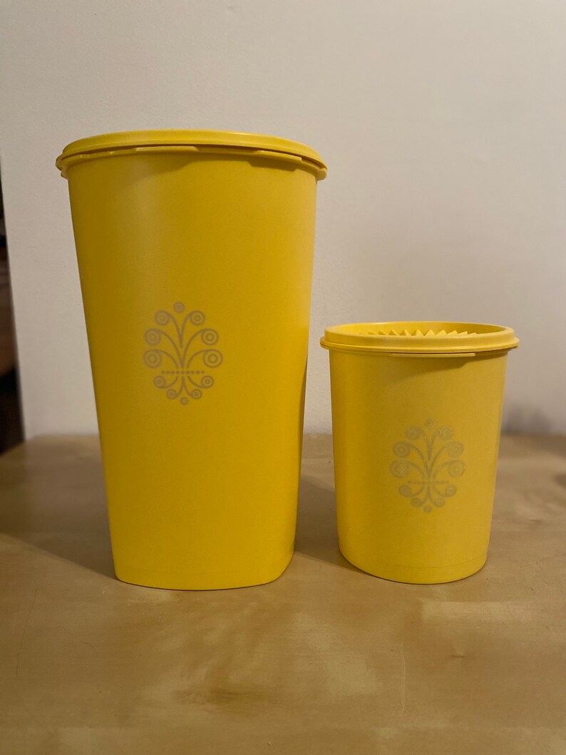 Vintage Mustard Yellow Scroll Pattern Tupperware Canisters - Etsy