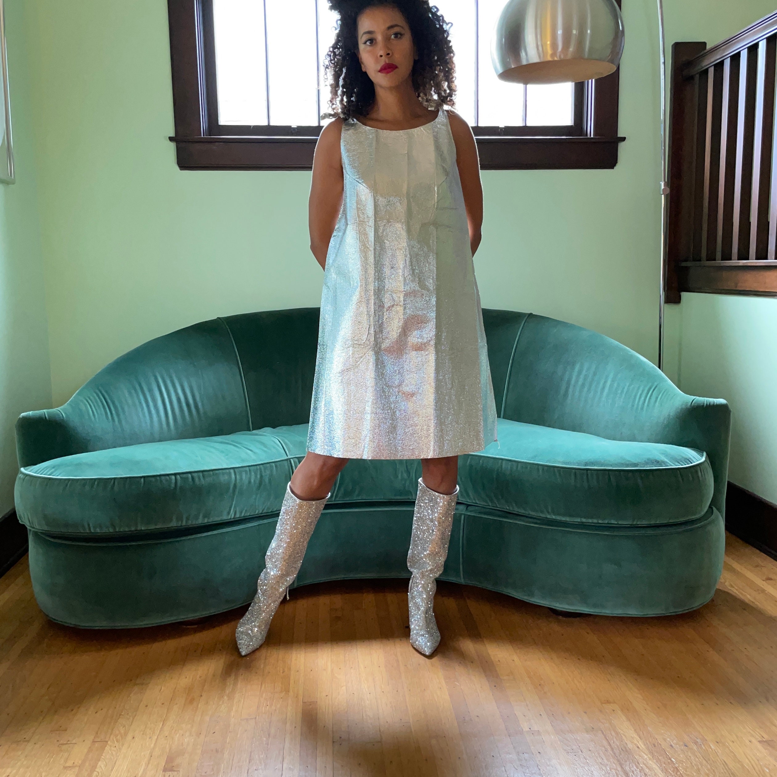 Vintage 60s Space Age Mod Metallic Silver Paper Tent Dress Medium - Etsy