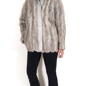Vintage 70s Silver Grey Mink Fur Leather Paneled Striped - Etsy