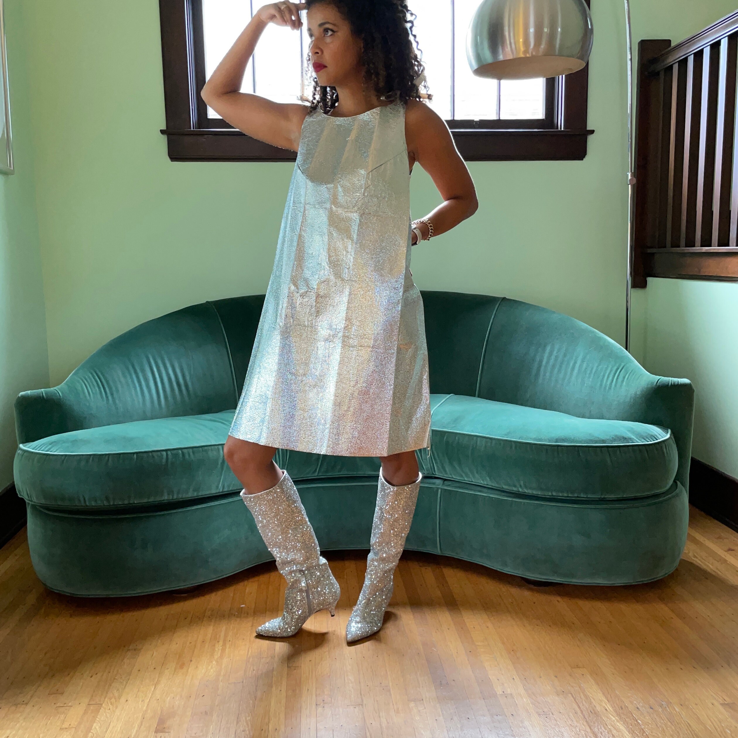 Vintage 60s Space Age Mod Metallic Silver Paper Tent Dress Medium - Etsy