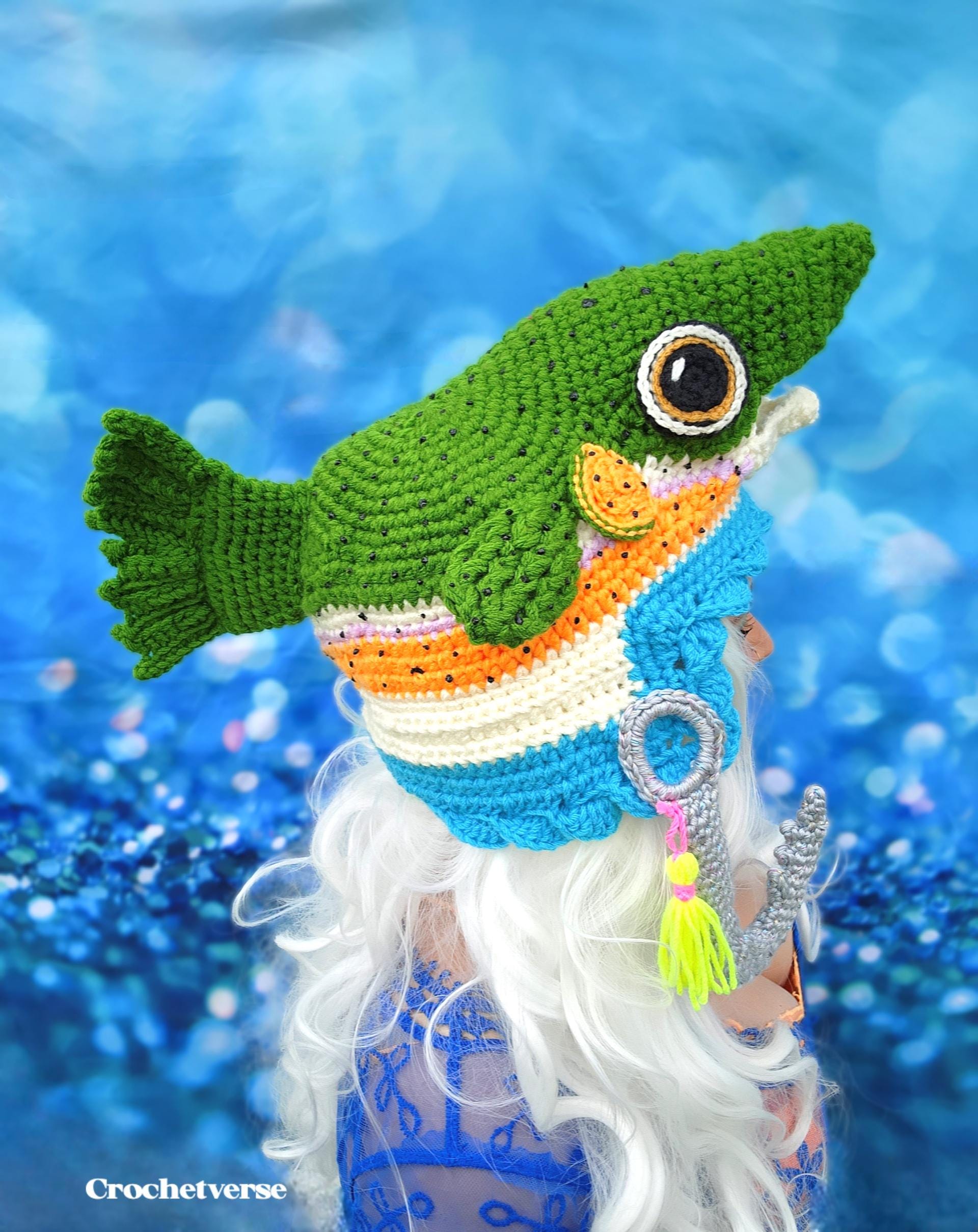 Crochet Fish Rainbow Trout Hat PATTERN PDF Fly Fishing Lure Fisherman ...