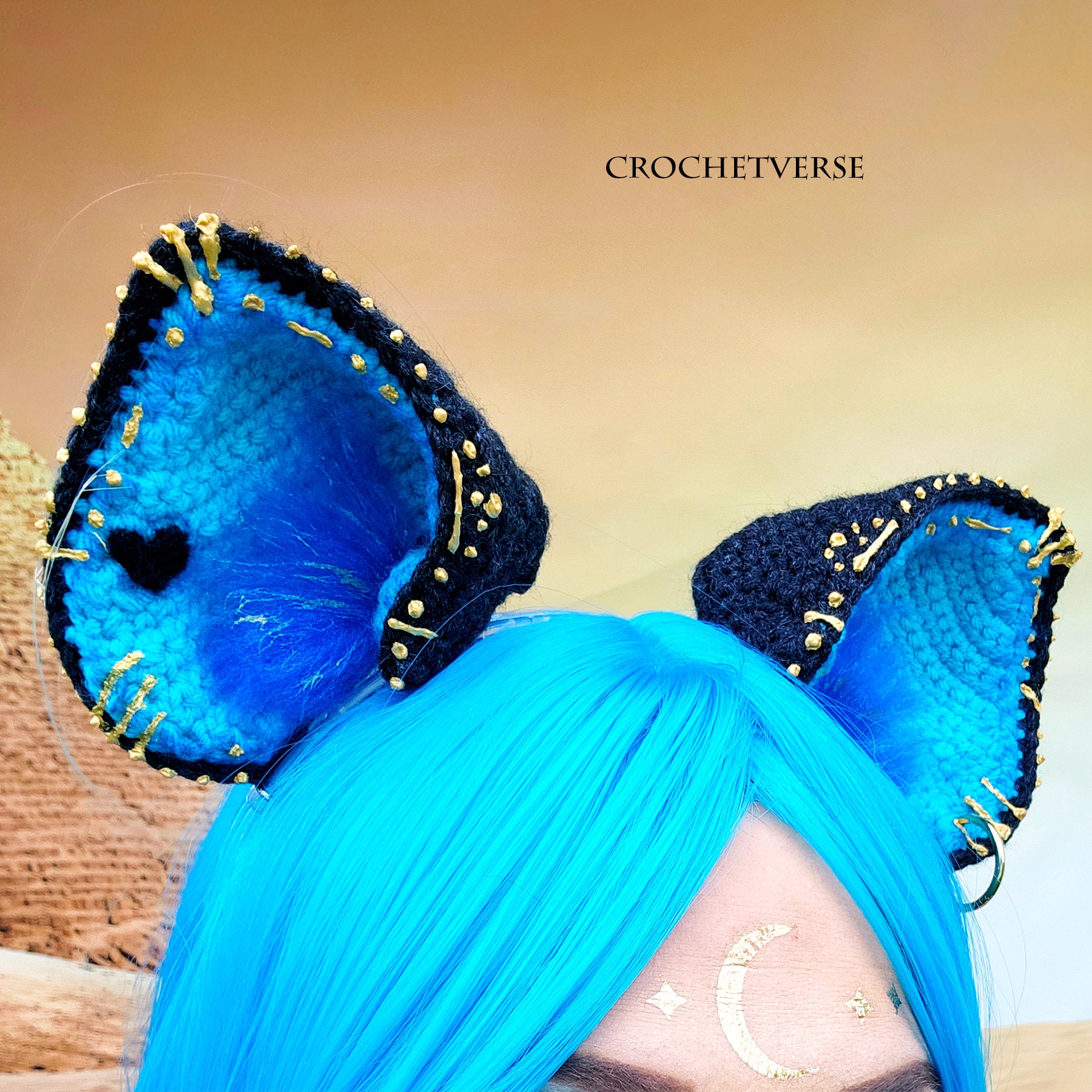 DIGITAL Crochet Pattern Cat Ears Furry Costume Cosplay Headband Bastet ...