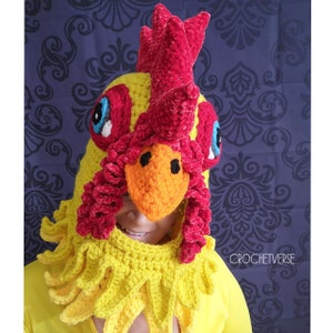 Crochet Chicken Hat Pattern DIGITAL PDF Costume Headpiece Rooster and ...