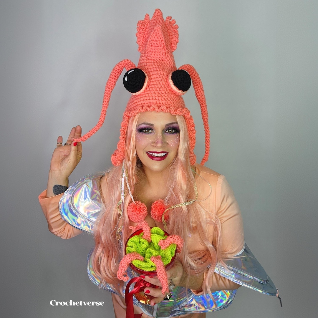 Crochet Shrimp Prawn Hat PATTERN PDF Food Costume Cosplay Hood - Etsy