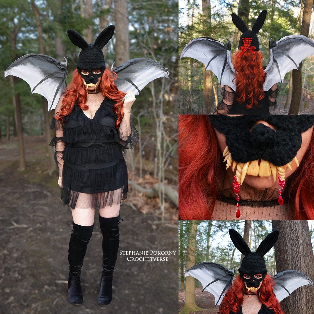 Vampire Bunny Crochet Mask Hat Pattern Goth Dark Art Cosplay Apocalypse ...