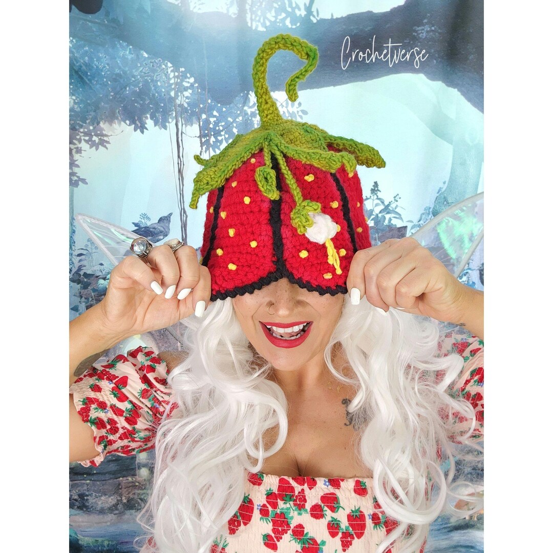 Crochet Strawberry Hat Pattern PDF Cottagecore Fairy Costume Festival ...