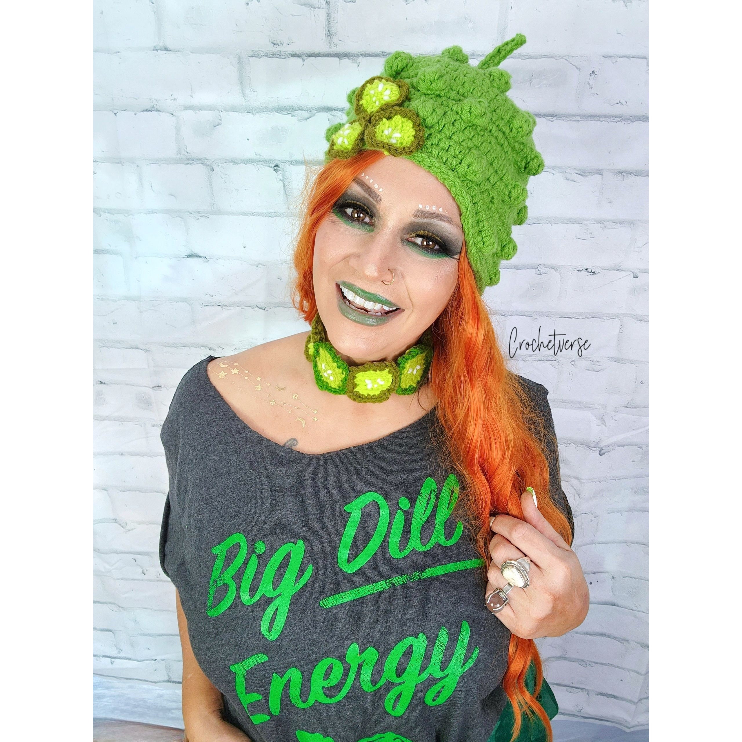 Crochet Pickle Hat & Choker Pattern Big Dill Energy Food Festival ...