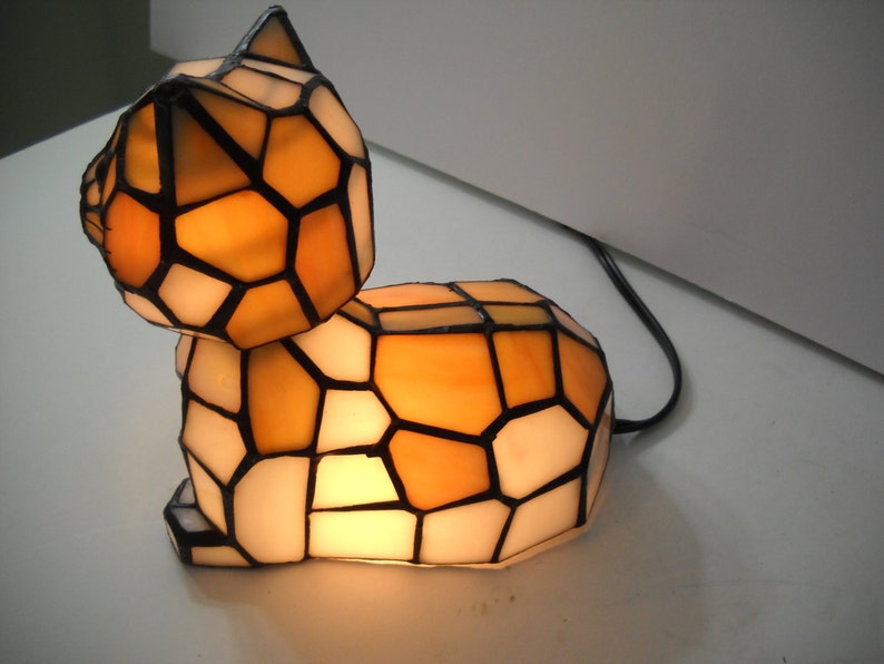 Stained Glass Bobble Head Cat Accent Light Kitten Accent Lamp | Etsy