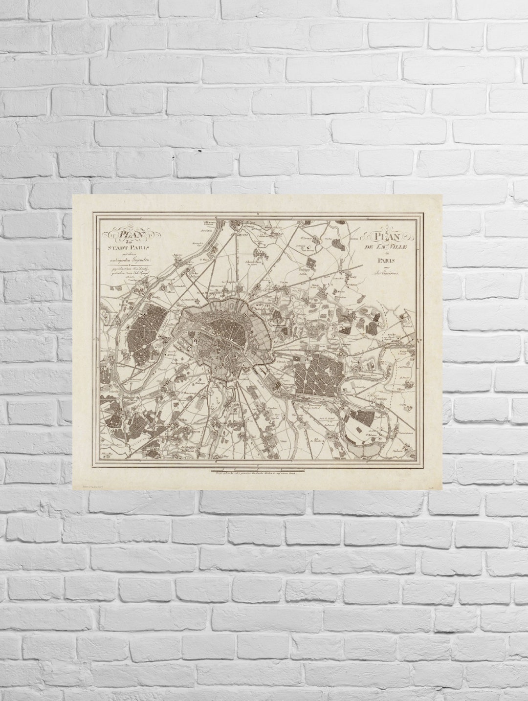 1805 France, Map of Paris, 1800's, New Print Reproduction of an Old Map ...