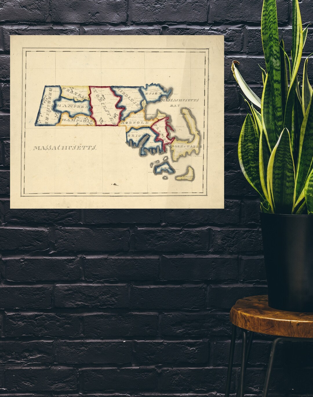 Map of Massachusetts 1800's, New Reproduction of an Old 1820's Map - Etsy