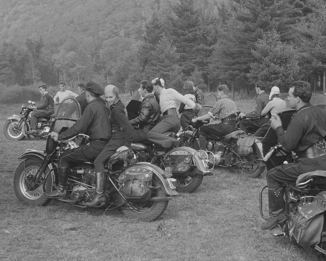 Motorcycle Riders, 1940's, 1941, Massachusetts, Old Photo, Black and ...