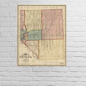 Map of Nevada, 1866, 1800's, New Reproduction Print of an Old Map - Etsy