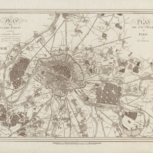 1805 France Map of Paris 1800's New Print Reproduction - Etsy