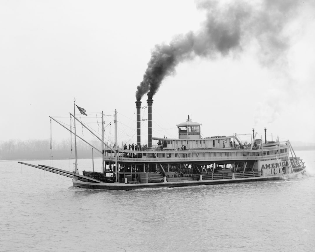 America, Steamboat on the Mississippi River, Early 1900s, Black and ...