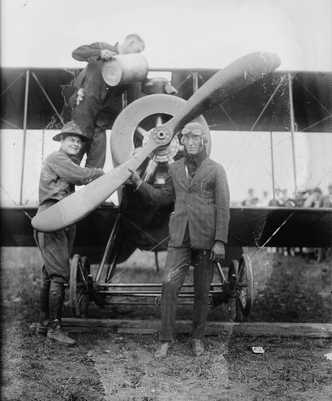 Early 1900's, Pilot, O.bounds, Aviator, 1916, With Biplane Old Photo ...