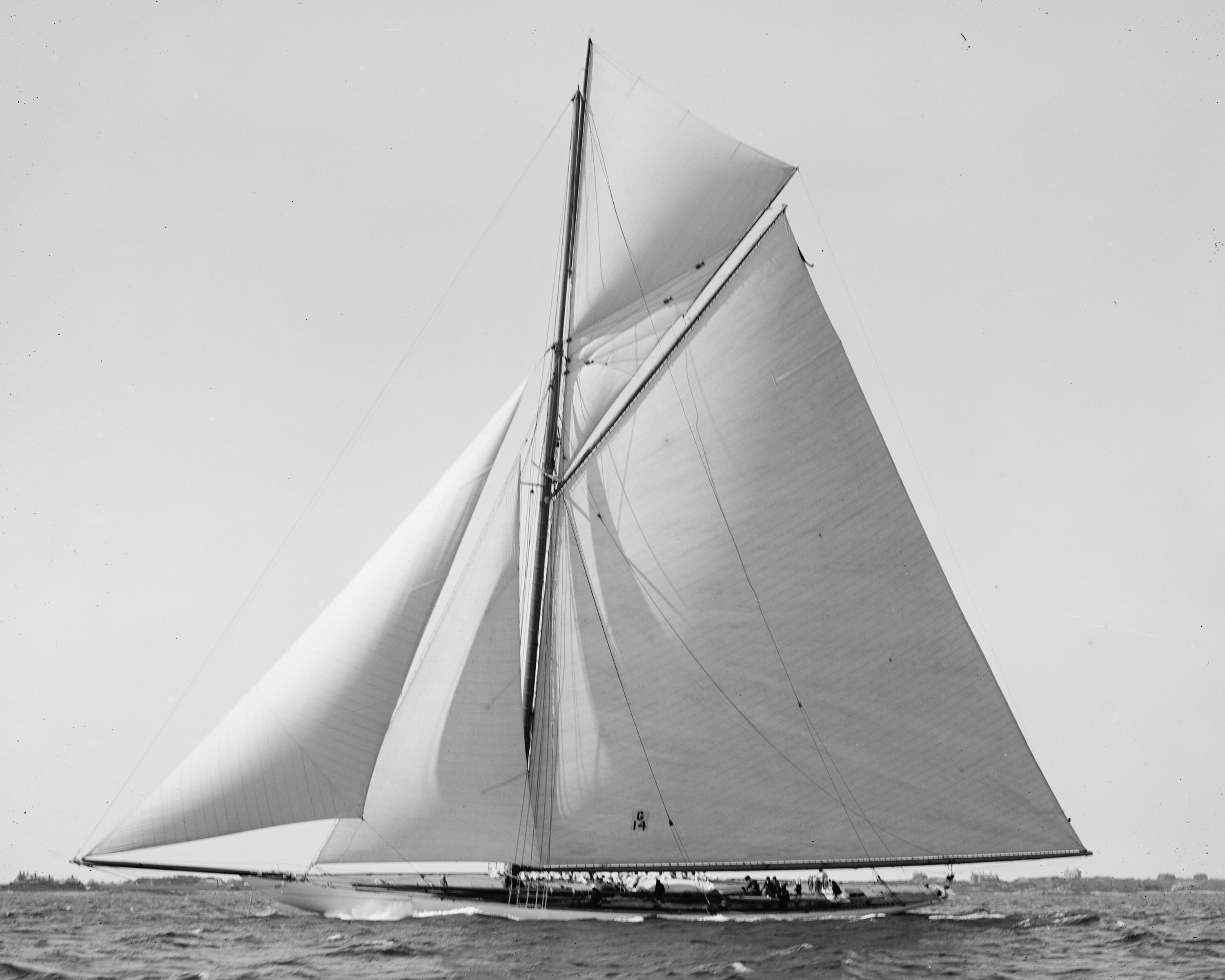 Early 1900's, Sailboat Columbia, Yacht, Boat, B&W, Black and White, Photo, New Print ...