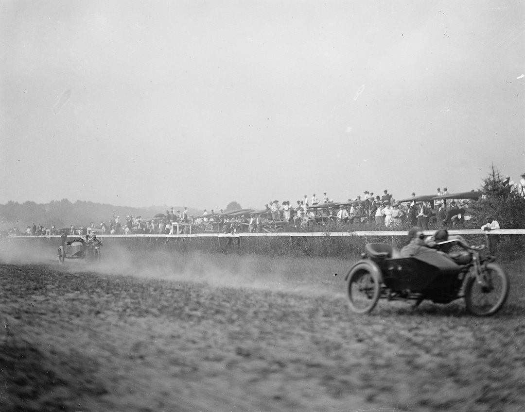 Benning, MD, Early 1900's, Motorcycle Sidecar Race, Old Photo, Black ...