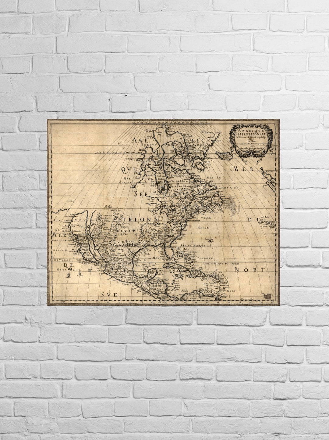 1600's Map North America, 1650, New Print Reproduction of an Old Map in ...
