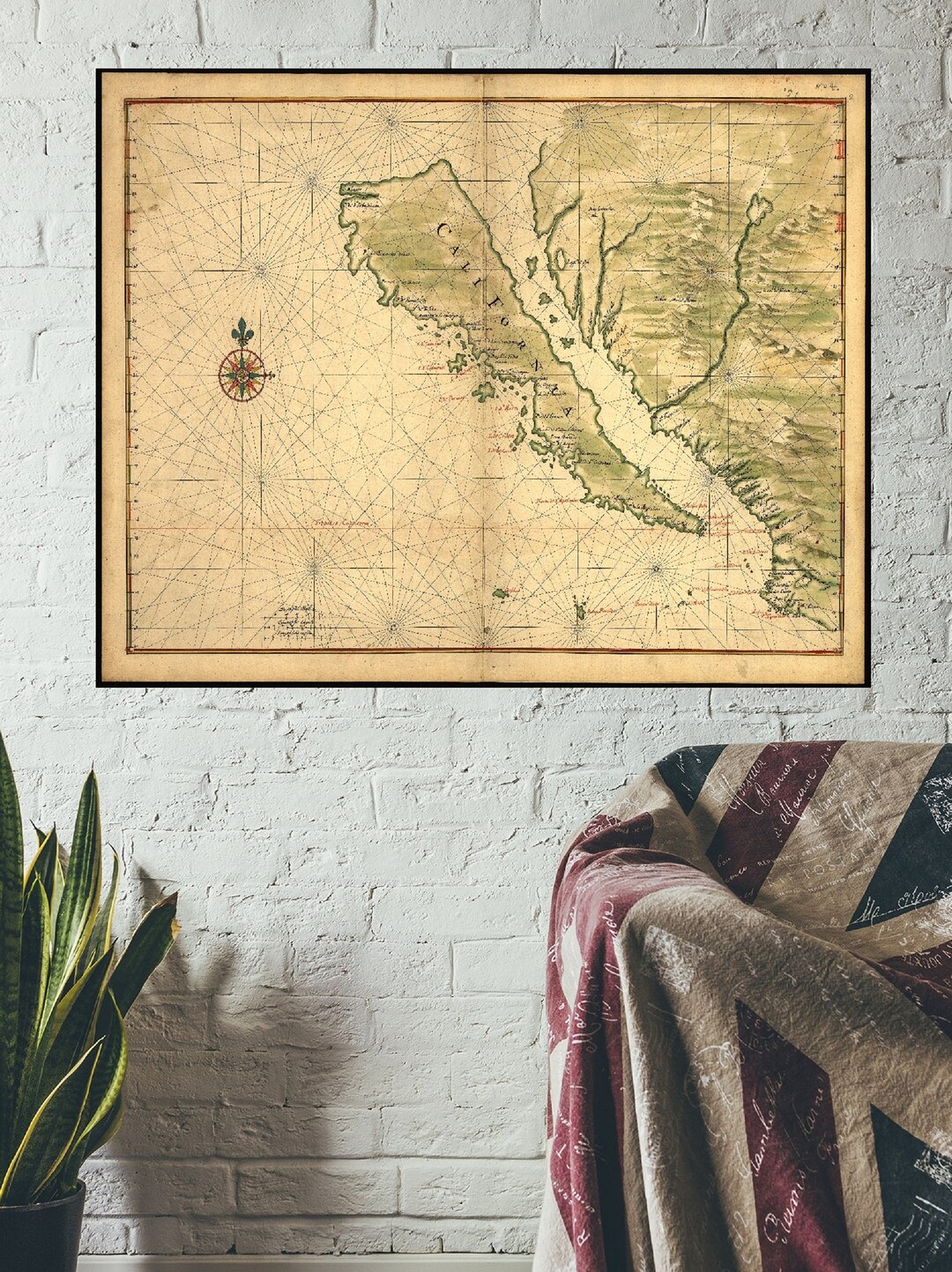 California as an Island, 1650, 1600's, New Reproduction of an Old Map ...