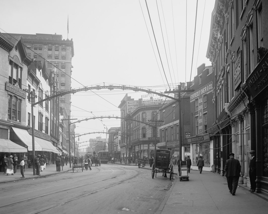 Norfolk, Virginia, Main Street View, 1910's, Early 1900s, Black and ...