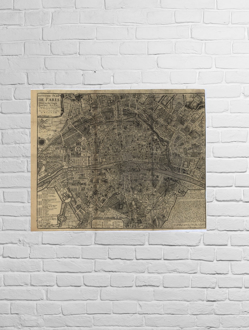 1700's France Map of Paris 1705 New Print Reproduction - Etsy