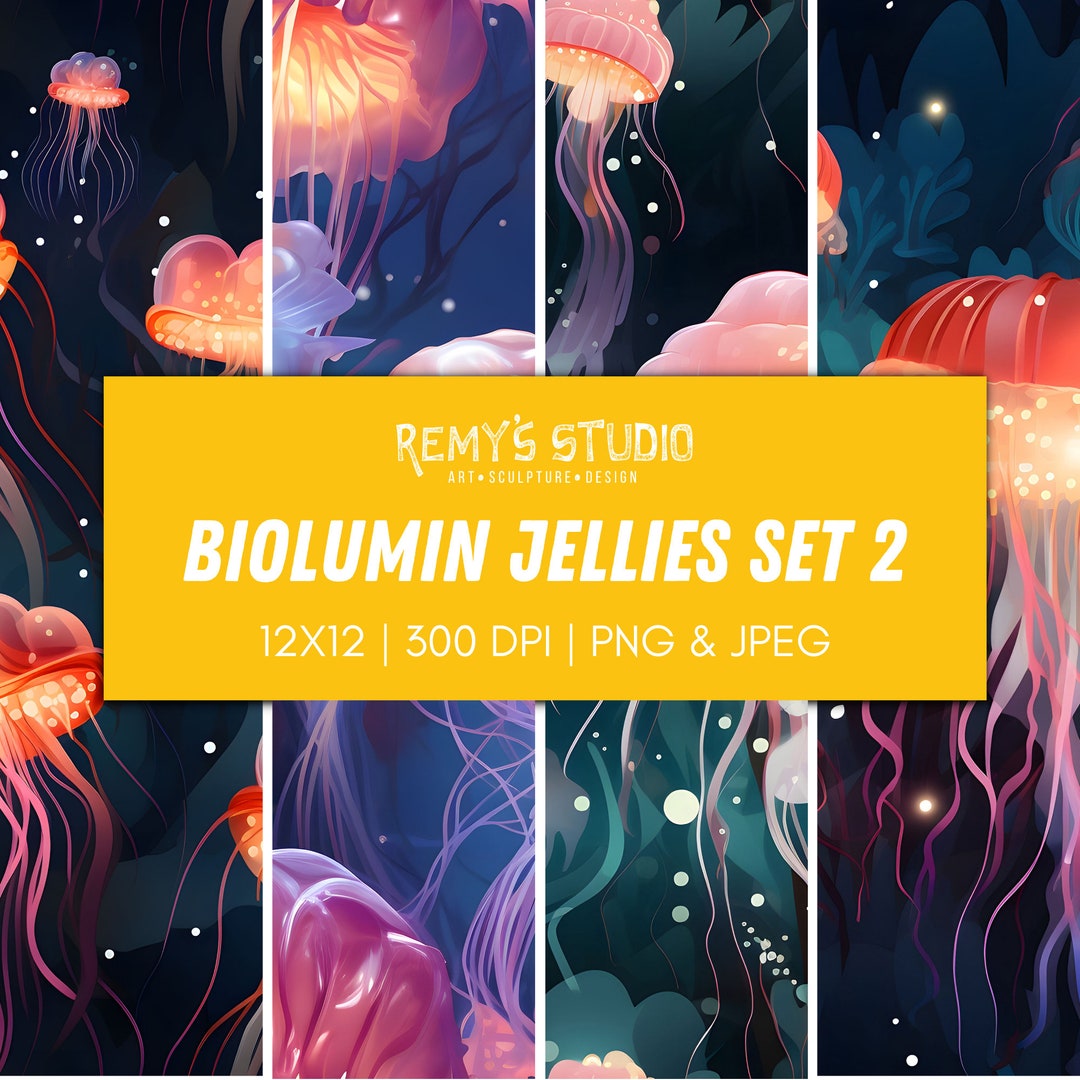 Biolumin Jellyfish Pattern Digital Paper - Etsy